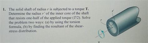 Solved The Solid Shaft Of Radius R Is Subjected To A Torque