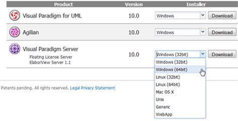 select the platform of vp server visual paradigm know how
