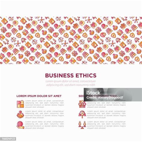 얇은 라인 아이콘 비즈니스 윤리 개념 노조 신뢰 정직 책임 정의 헌신 인종차별 성별 고용 핵심 가치 벡터 일러스트레이션 인쇄 미디어 템플릿 개념에 대한 스톡 벡터 아트 및