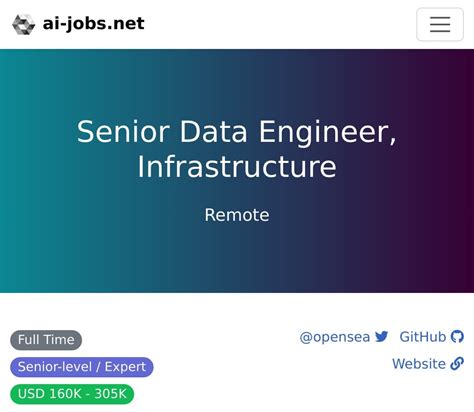 [hiring] senior data engineer infrastructure remote r ai ml jobs
