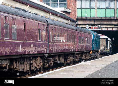 Class 40 Loco In Br Blue Colour Scheme With A Passenger Train On The