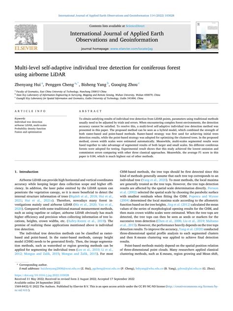 PDF Multi Level Self Adaptive Individual Tree Detection For Coniferous Forest Using Airborne LiDAR