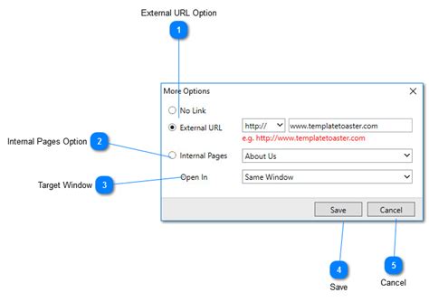 Hyperlink Dialog Box TemplateToaster Web Design Software