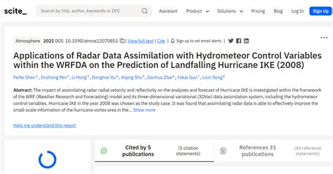 Citation Report Applications Of Radar Data Assimilation With