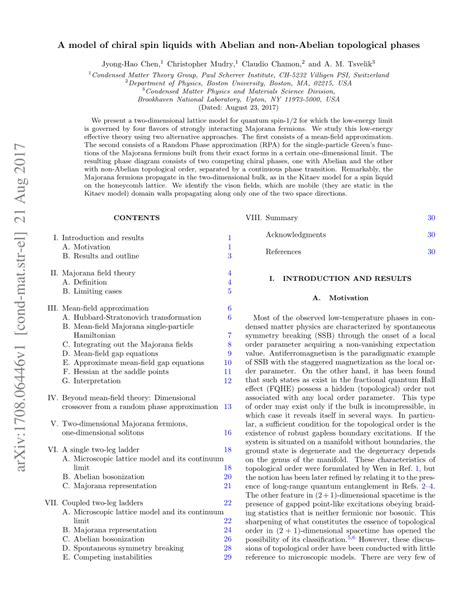 Pdf Model Of Chiral Spin Liquids With Abelian And Non Abelian Topological Phases