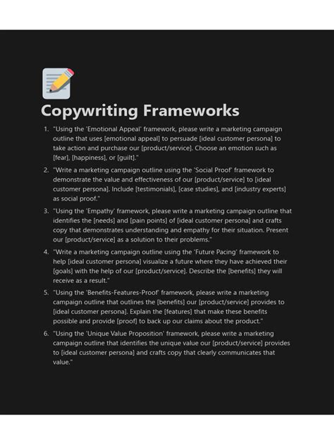Copywriting Frameworks Pdf Marketing Copywriting