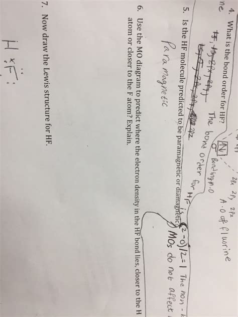 Solved What Is The Bond Order For Hf Is The Hf Molecule