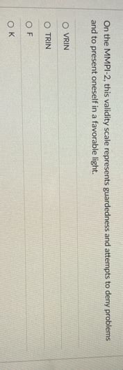 Solved On The Mmpi 2 ﻿this Validity Scale Represents