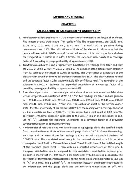 Tutorial On Calculation Of Uncertainty Pdf Engineering Tolerance Calibration Tutorial On Calculation Of Uncertainty Pdf Engineering Tolerance Calibration