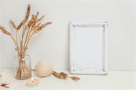 흰색 벽 근처 유리 꽃병에 야생 호 밀 부케와 수직 프레임 이랑 0명에 대한 스톡 사진 및 기타 이미지 0명 가정 생활 간판 Istock