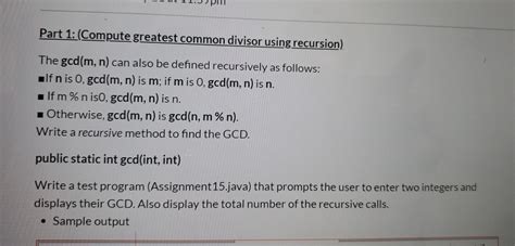 Solved Part 1 Compute Greatest Common Divisor Using