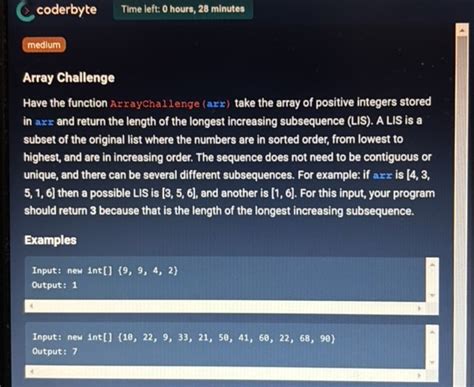 Coderbyte Time Left 0 Hours 28 Minutes Medlum Studyx