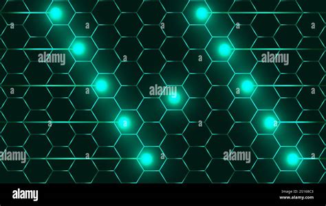 Hexagon Pattern Background Wallpaper With Glowing Algae Green Lights Stock Vector Image And Art
