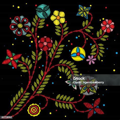 자 수 화려한 트렌드 꽃 꽃다발입니다 검은 배경에 꽃 준비와 현대 전통 민속 복장 디자인 열 대 일본 청소년 꽃의 분기입니다 벡터입니다 0명에 대한 스톡 벡터 아트 및 기타