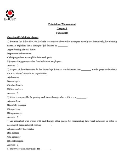 Tutorial 1 Answer Pdf Efficiency Goal