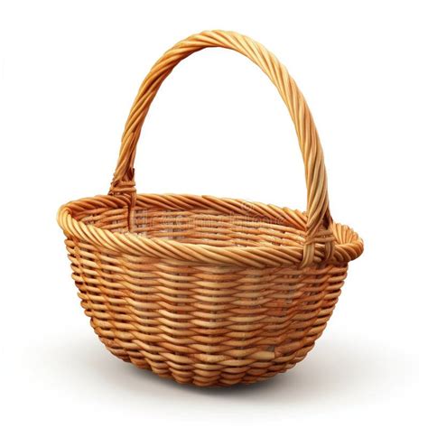 Empty Wicker Basket Isolated On White Background Generative Ai Stock Illustration