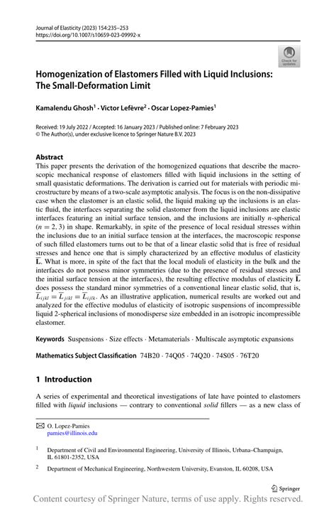 Homogenization Of Elastomers Filled With Liquid Inclusions The Small Deformation Limit