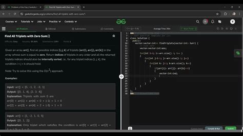 Find All Triplets With Zero Sum Gfg Potd 04 November 2024 Youtube