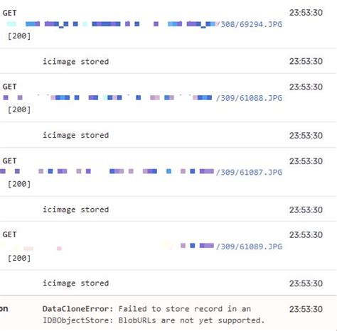 Failed To Store Record In An IDBObjectStore BlobURLs Are Not Yet Supported