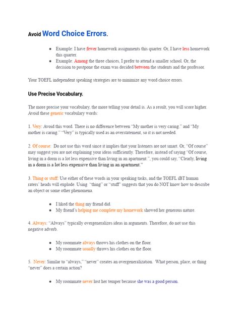 avoid word choice errors pdf test of english as a foreign language vocabulary