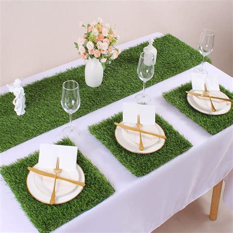 8 Packs 12 X 12 Inch Squares Grass Placemats Artificial Grass Mat Fake Turf Astroturf Squares