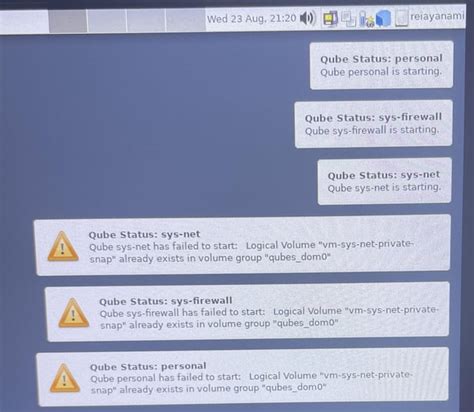 qube start error r qubes