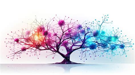 Abstract Neural Network Tree With Colorful Nodes And Branches Premium Ai Generated Image
