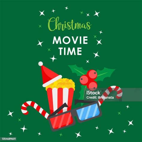 크리스마스 영화 시간 팝콘과 3d 안경이 있는 녹색 만화 배너 크리스마스에 대한 스톡 벡터 아트 및 기타 이미지 크리스마스 영화 소다 Istock