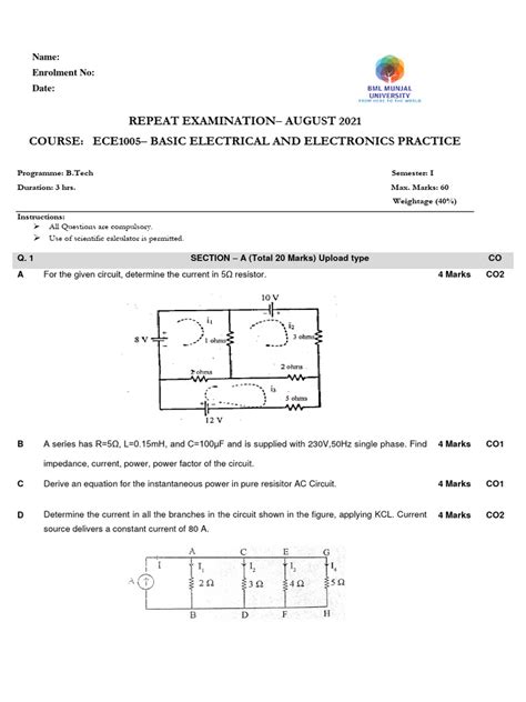 ece1005 basic electrical and electronics practice pdf electrical