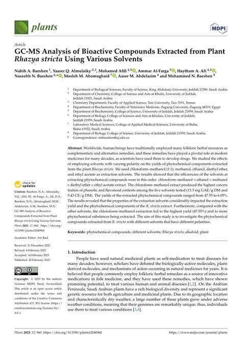 Pdf Gc Ms Analysis Of Bioactive Compounds Extracted From Plant Rhazya