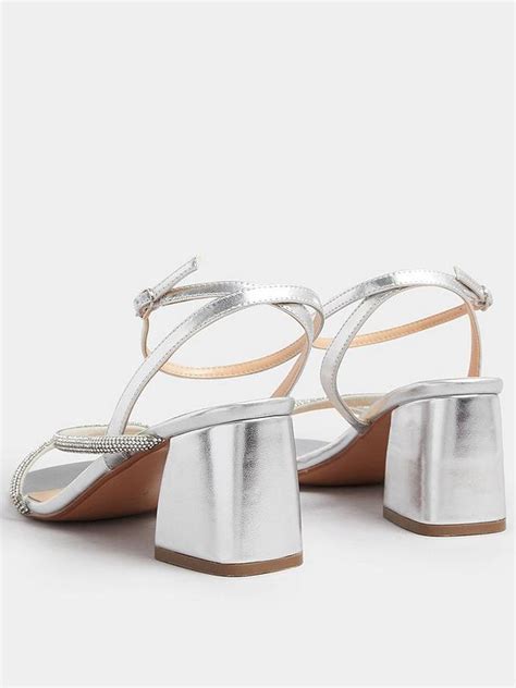 Yours Extra Wide Fit Diamante Block Heel Sandal Silver Very