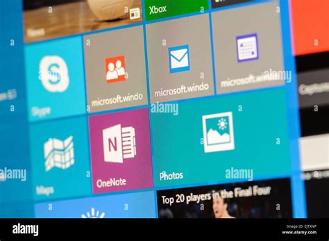 Tiles On The Windows Start Menu Stock Photo Alamy