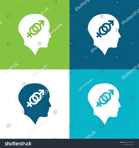 Bald Head Sex Symbols Flat Four เวกเตอร์สต็อก ปลอดค่าลิขสิทธิ์
