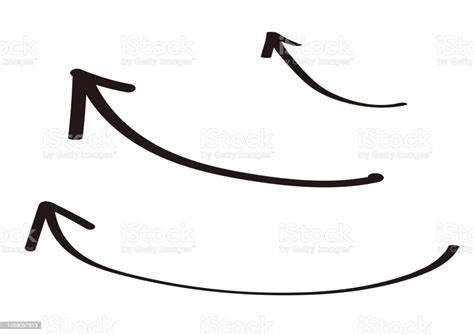 Simple Handdrawn Long Curved Arrow Set Stock Illustration Download Image Now Arrow Symbol