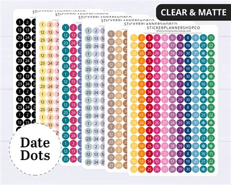 Date Dot Planner Stickers Date Dots Date Stickers 198 Stickers Etsy