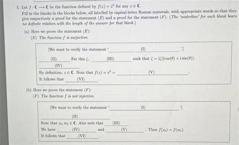 solved 5 let f c c be the function defined by f z z5 for