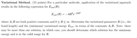Variational Method 15 Points For A Particular