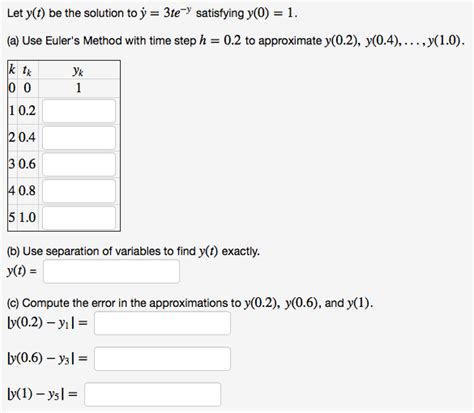 Solved Let Y T Be The Solution To Y Te Y Satisfying Chegg Com