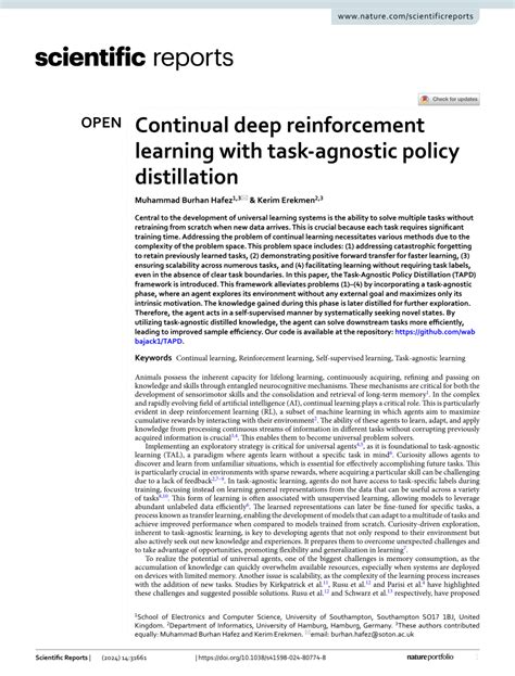 Pdf Continual Deep Reinforcement Learning With Task Agnostic Policy Distillation