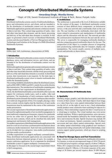 Concepts Of Distributed Multimedia Systems Ijcst