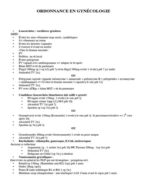 Ordonnance En Gynécologie Pdf