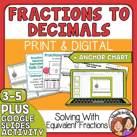 Fraction And Decimal Equivalence Task Cards With Number Lines Print