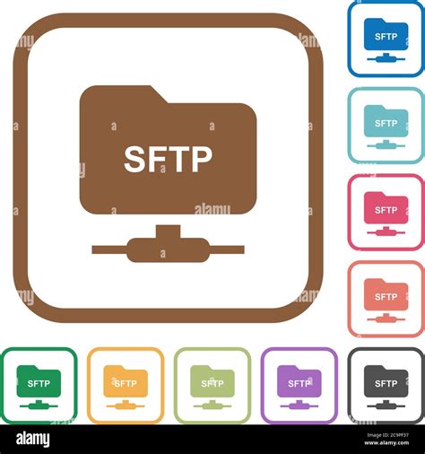 Ftp Over Ssh Simple Icons In Color Rounded Square Frames On White