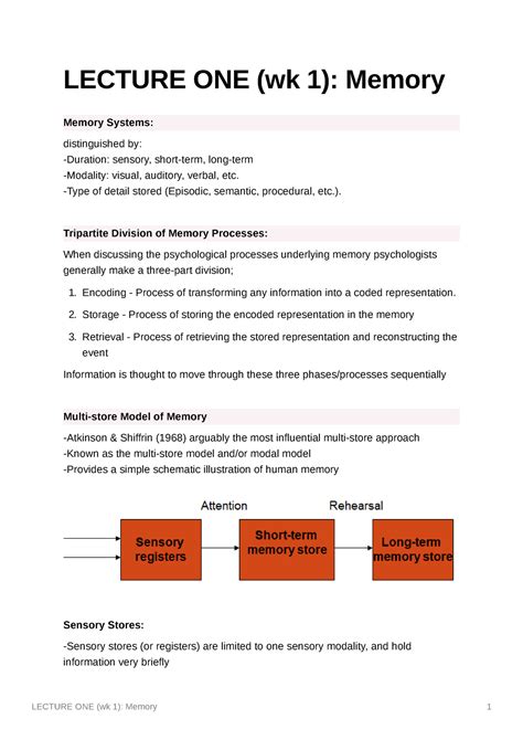 Lecture One Wk 1 Memory Lecture One Wk 1 Memory Memory Systems