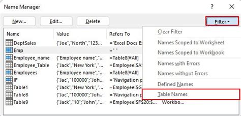 How To Name A Table In Excel