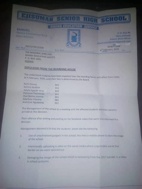Ejisuman SHS Seven Babes Expelled From Boarding House Over Viral Video