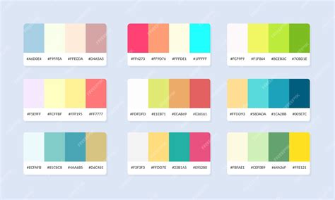 Pantone 컬러 팔레트 카탈로그 플 컬러 스와치 추상적인 컬러 패 배너 세트 프리미엄 벡터
