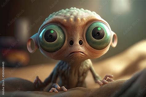 A Friendly Alien With Big Eyes And A Tiny Body Generative Ai Stock