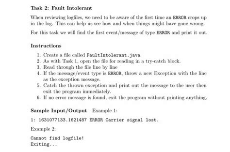 solved task 2 fault intolerant when reviewing logfiles we