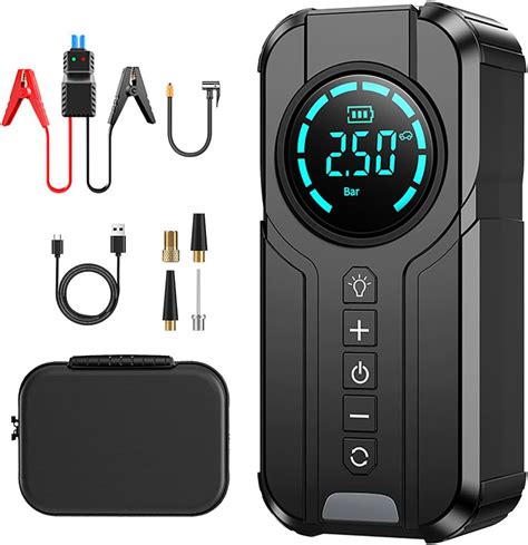 Amazon Com Portable Car Battery Jump Starter With Air Compressor A PSI Peak Jump